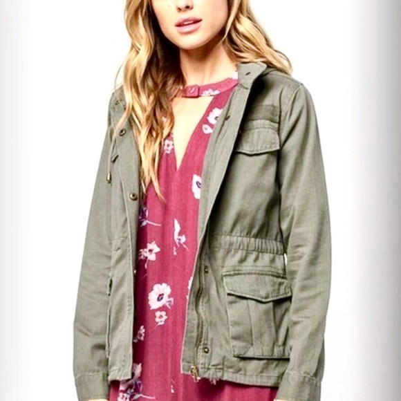 Full Tilt | Jackets & Coats | Full Tiltolive Utility Hoodie Jacketxl ...